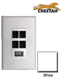 Leviton Cheetah Designer HDMI w/ 4 Port Keystone - White - 5180C-C0W